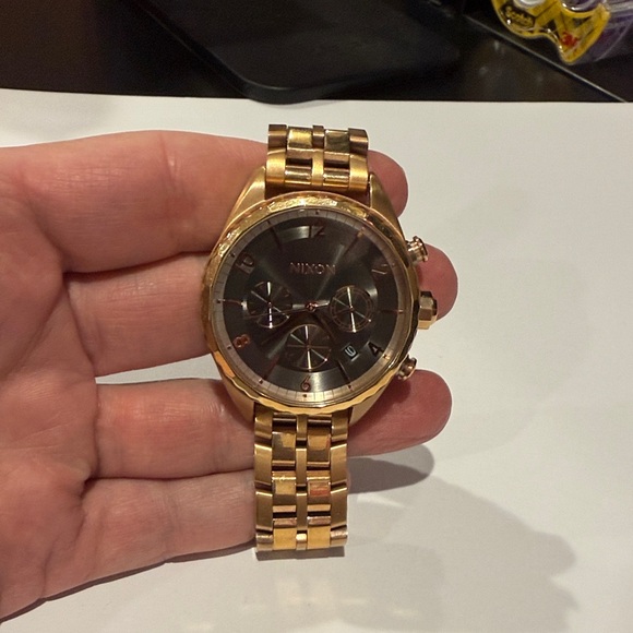 Nixon | Accessories | Nixon Minx Gold Chronograph Watch With Black Dial ...